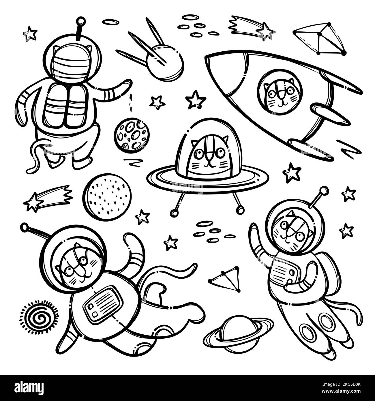 Cartoon rocket satellite in Black and White Stock Photos & Images - Alamy