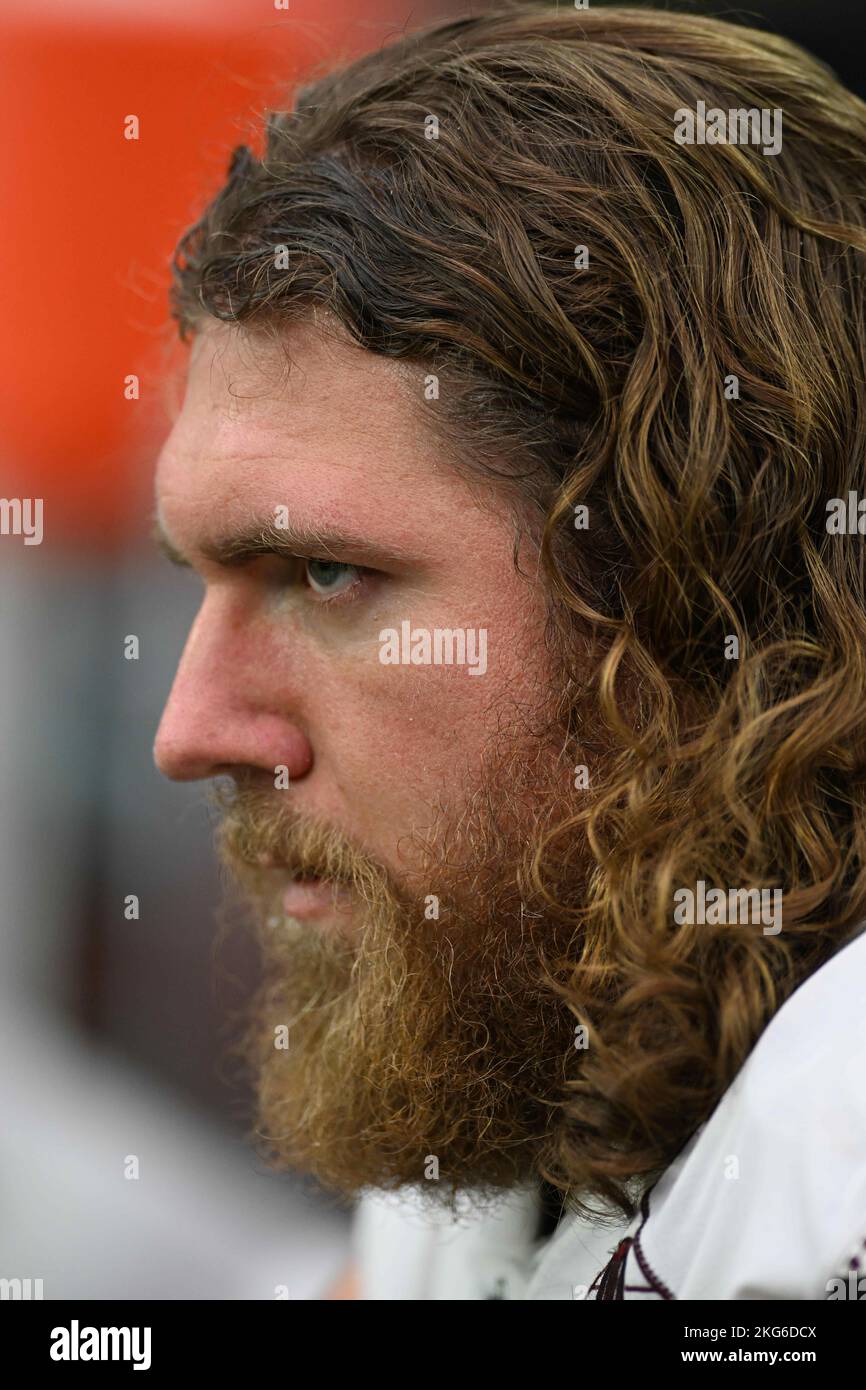 Washington Commanders guard Andrew Norwell (68) before the NFL Football ...
