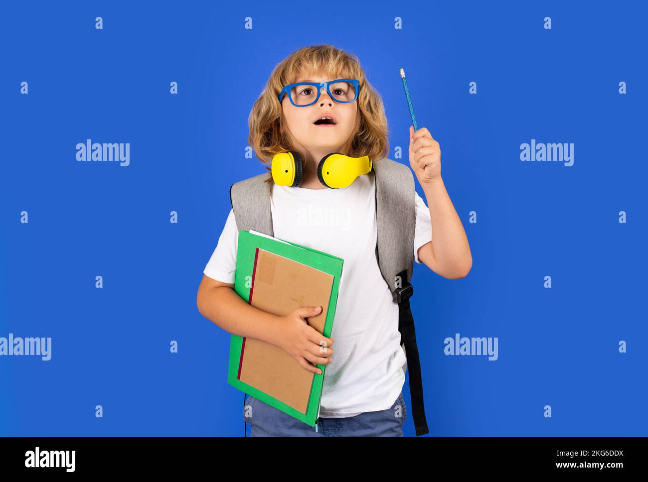 Schoolchild in school uniform with backpack. Teen student on isolated ...