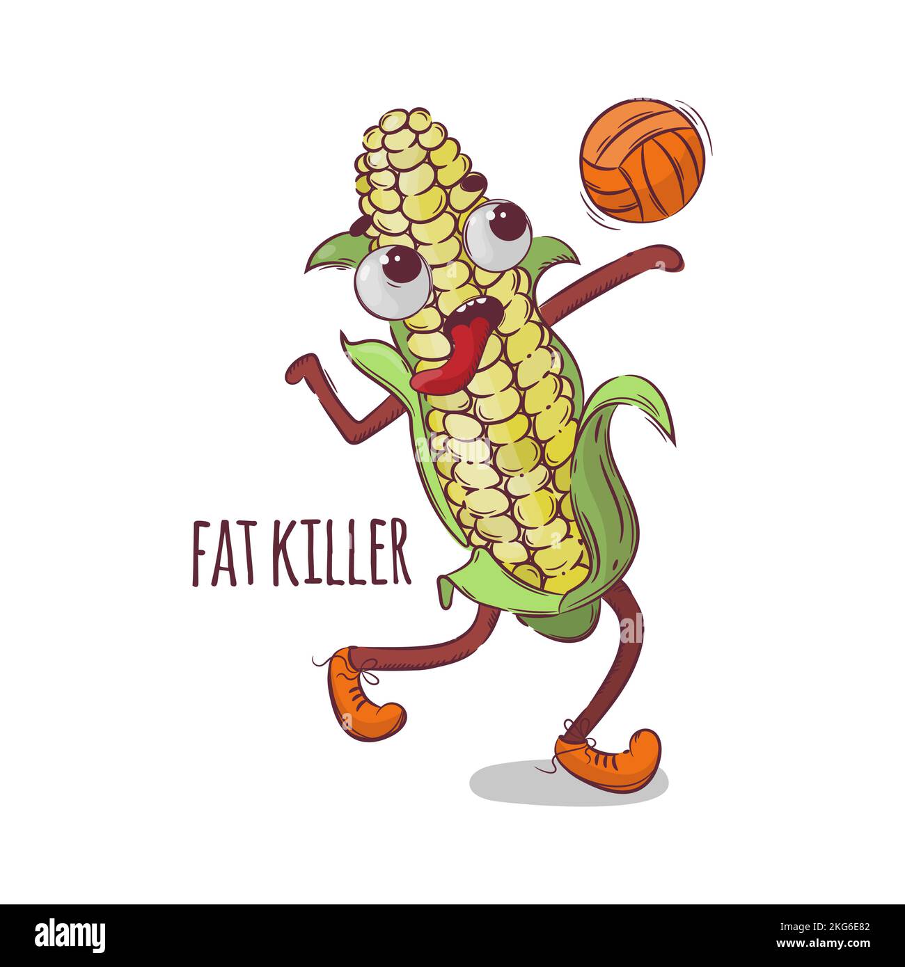 CORN FAT KILLER Volleyball Sport Vegetable Cartoon Health Nutrition ...
