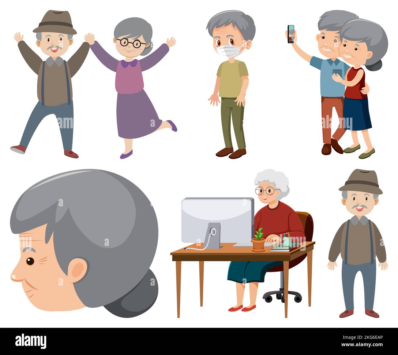 Collection of elderly people icons illustration Stock Photo - Alamy