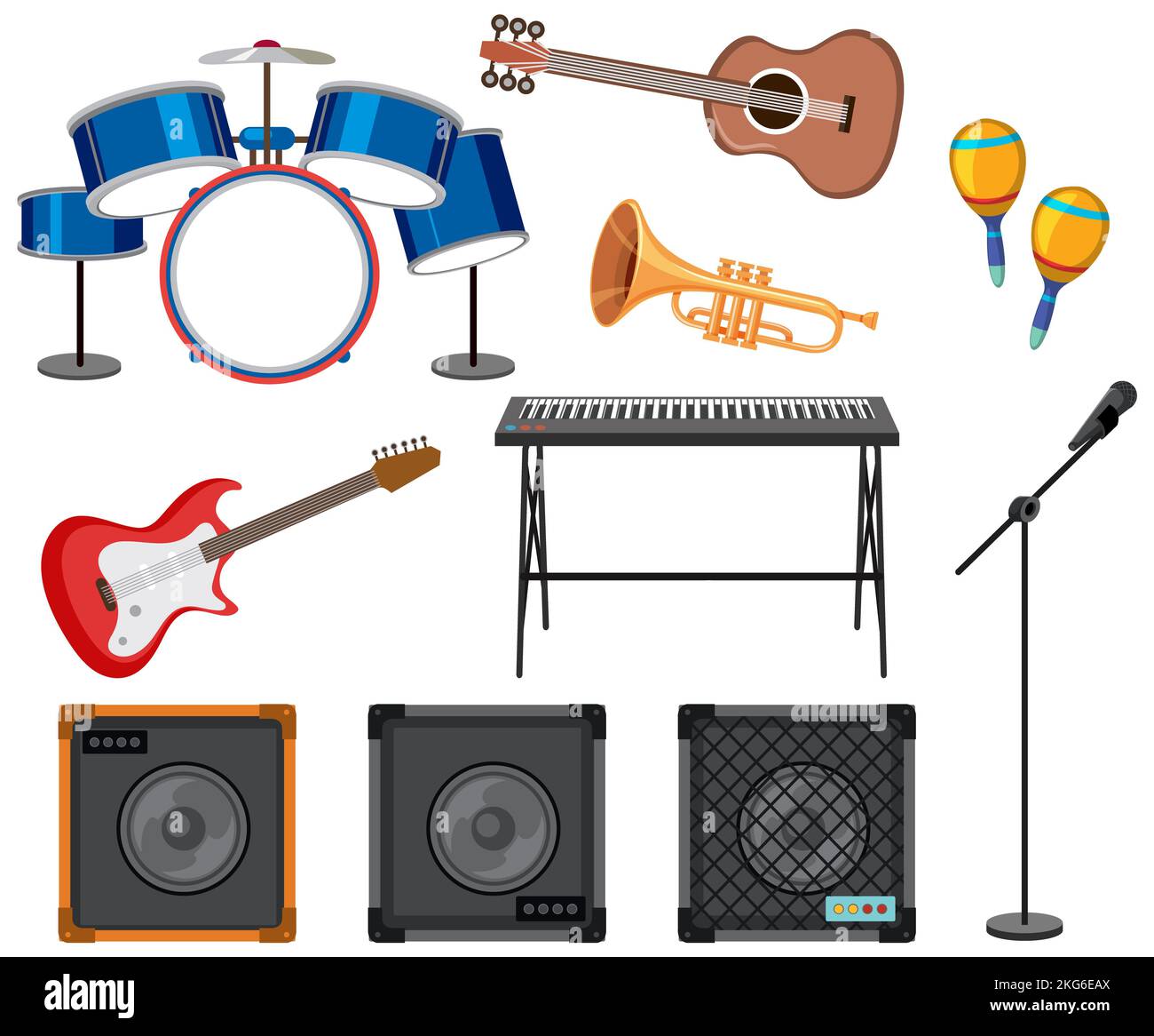 Set of different musical instrument illustration Stock Photo - Alamy