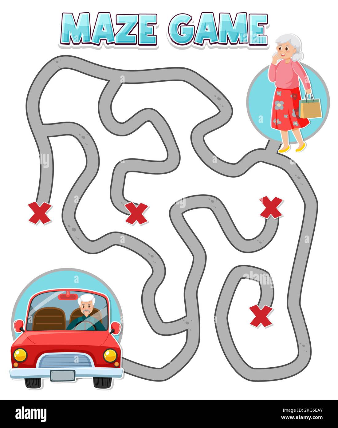 Maze game template for kids illustration Stock Photo - Alamy