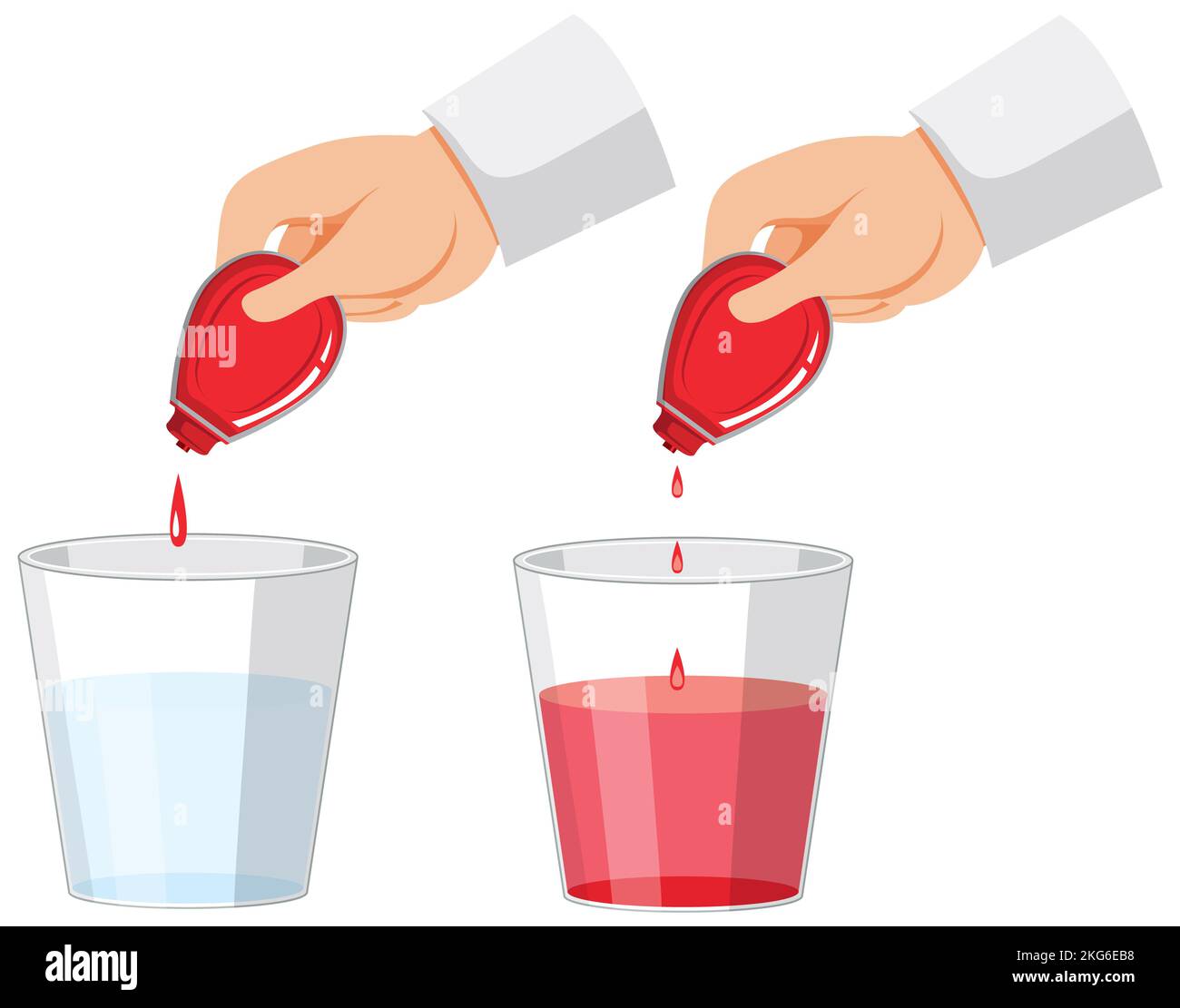 Dropping red water colour experiment illustration Stock Photo - Alamy