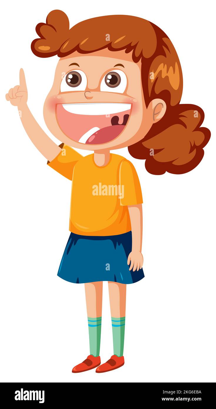A girl pointing finger cartoon character illustration Stock Photo - Alamy