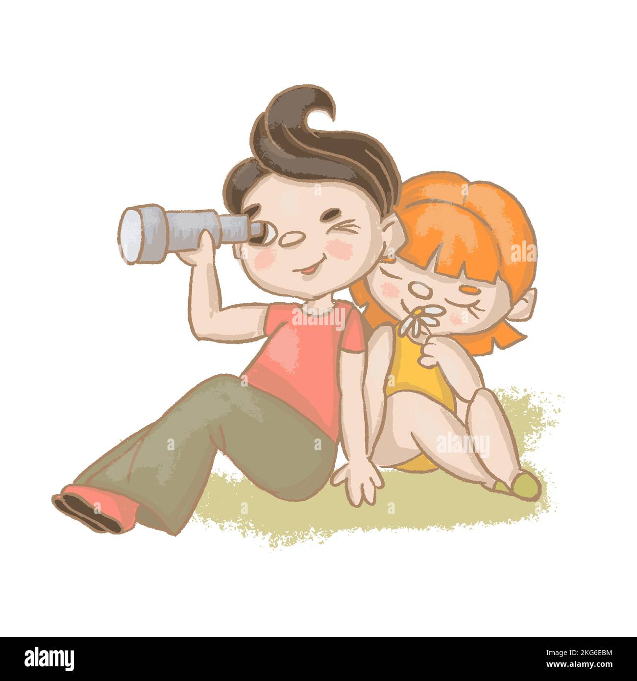 COUPLE Boy And Girl Vacation Cartoon Hand Drawn Holiday Vector ...