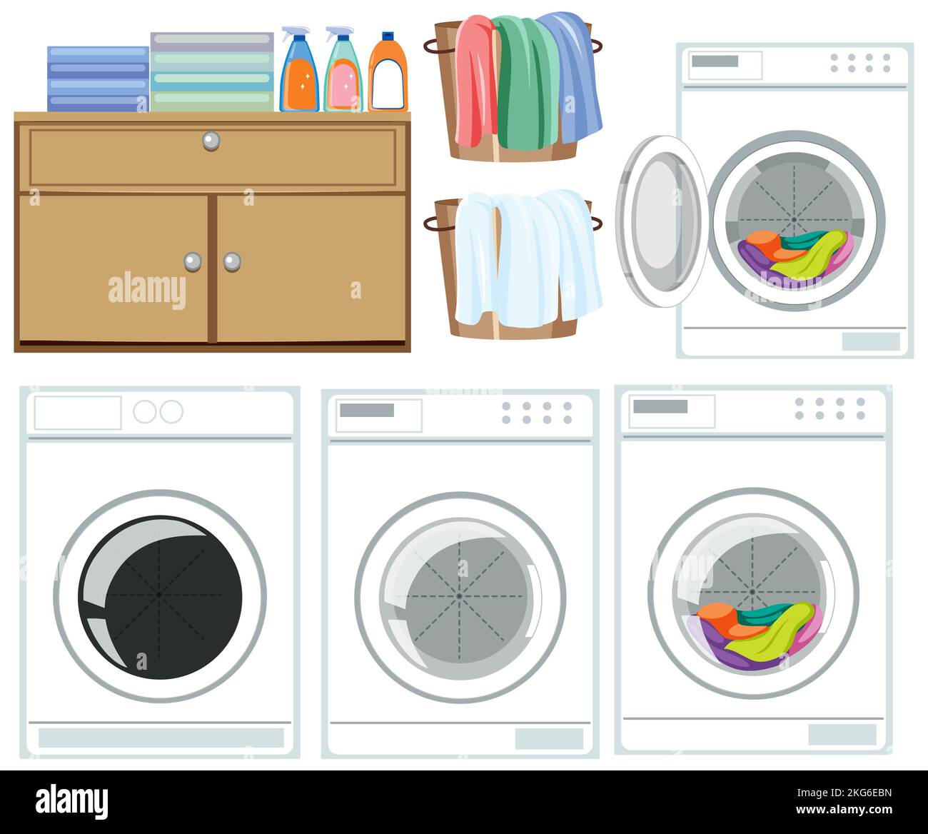 Laundry room objects set illustration Stock Photo - Alamy