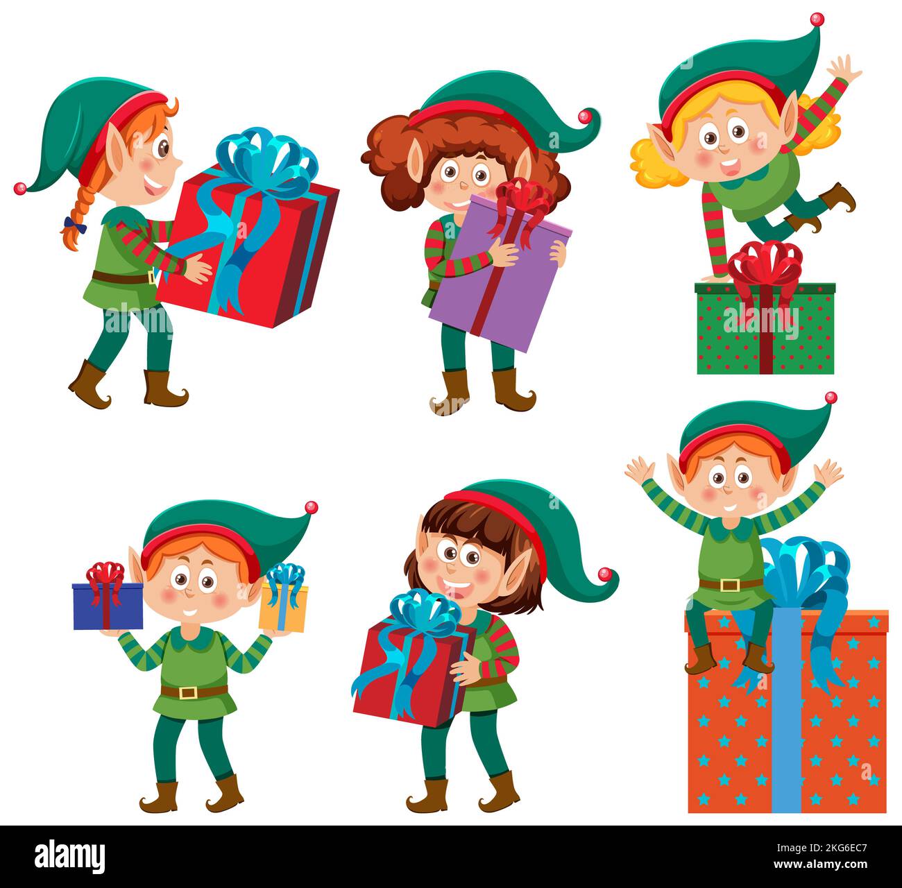 Christmas elves cartoon character collection illustration Stock Photo ...