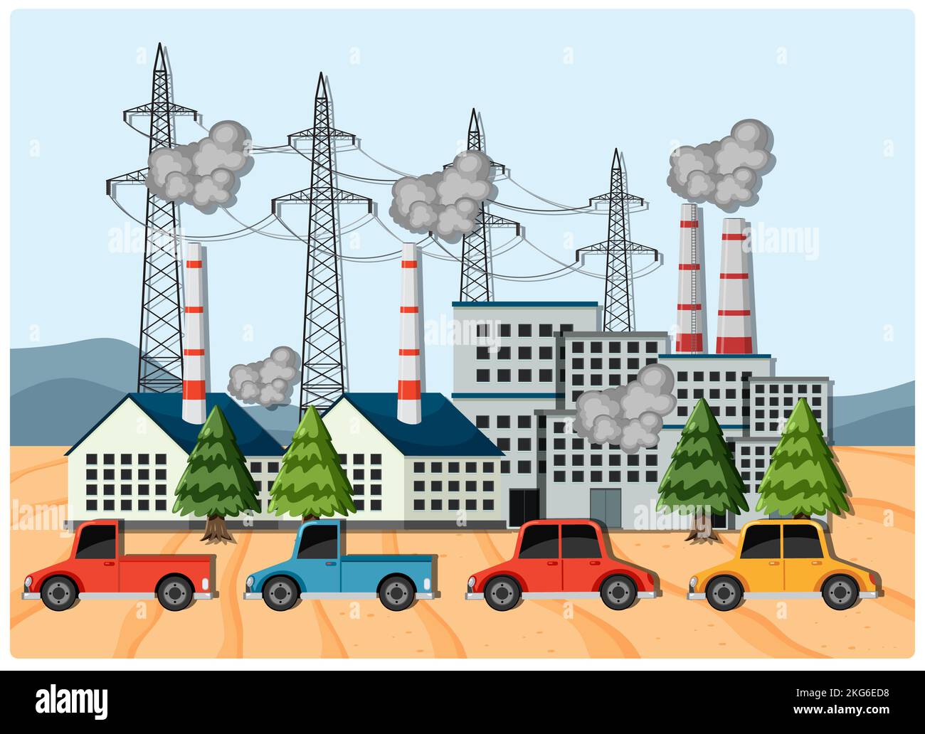 Global warming from pollution gas illustration Stock Photo - Alamy