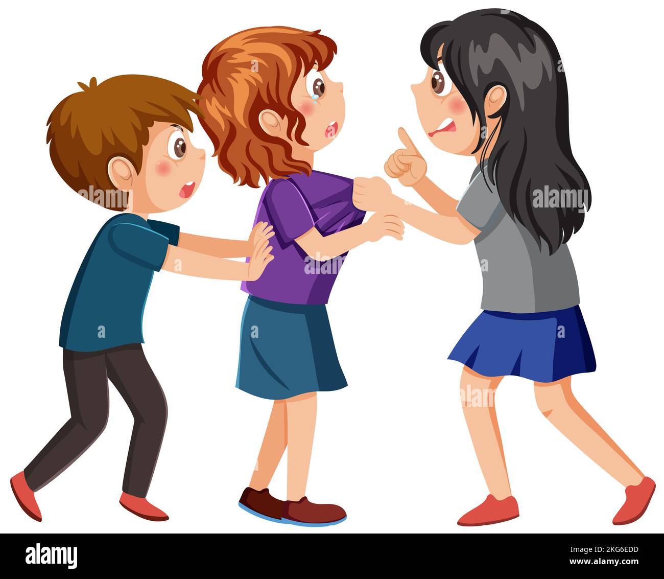 A girl get abused by her friends illustration Stock Photo - Alamy
