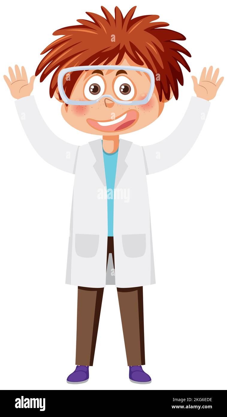 Cute scientist boy cartoon character illustration Stock Photo - Alamy