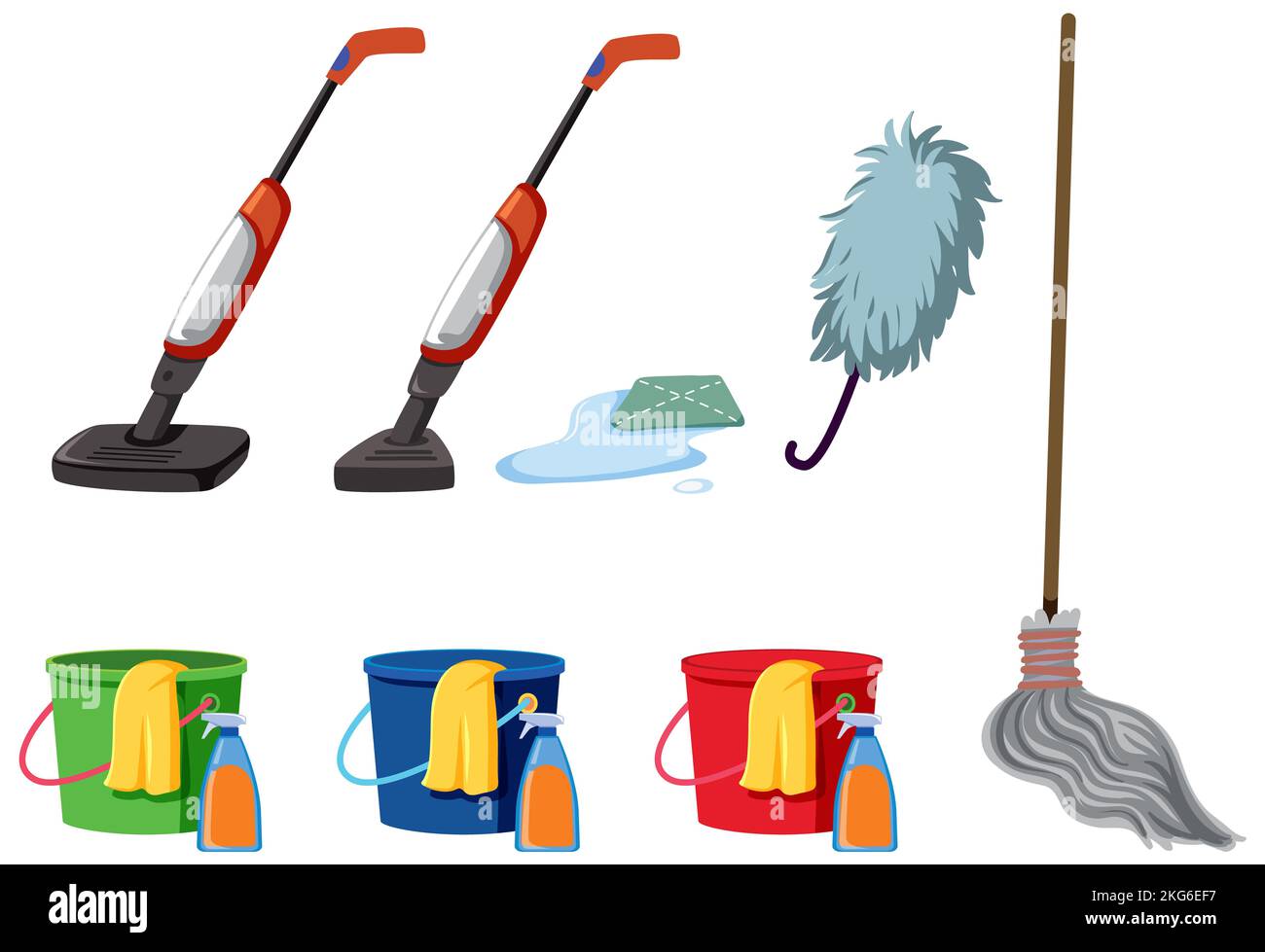 Cleaning supplies set isolated illustration Stock Photo - Alamy