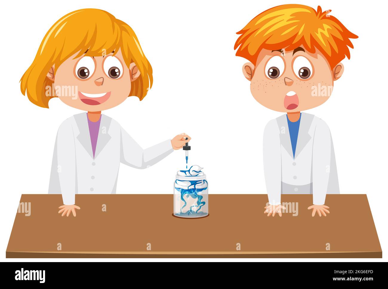 Students with rain cloud in a jar science experiment illustration Stock ...