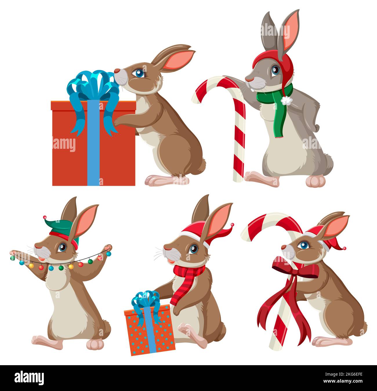Isolated rabbits in Christmas theme illustration Stock Photo - Alamy