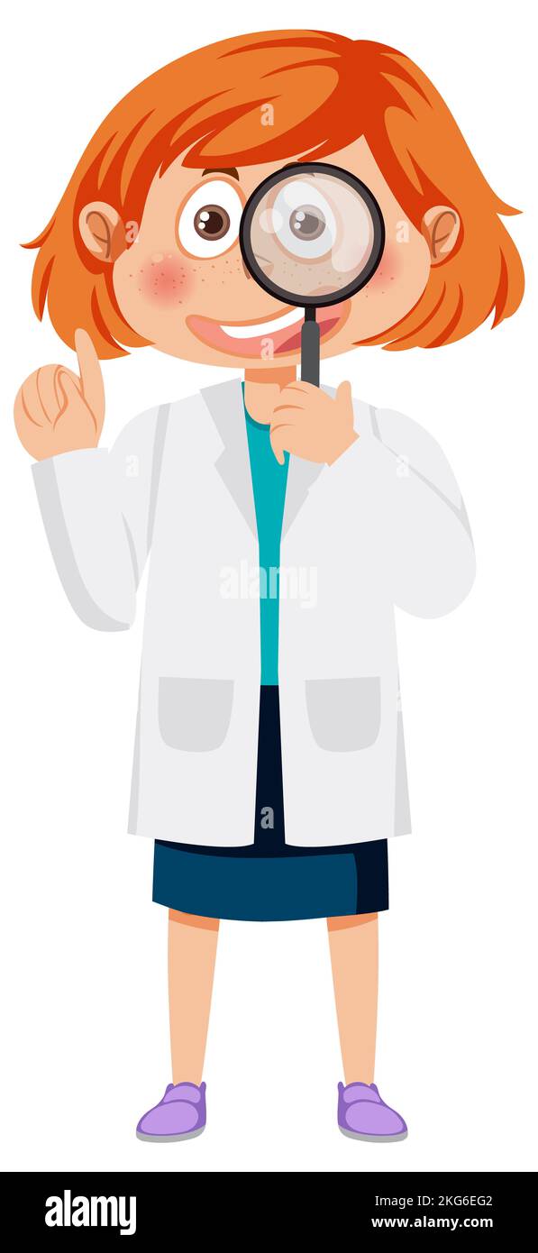 Scientist girl cartoon character illustration Stock Photo - Alamy