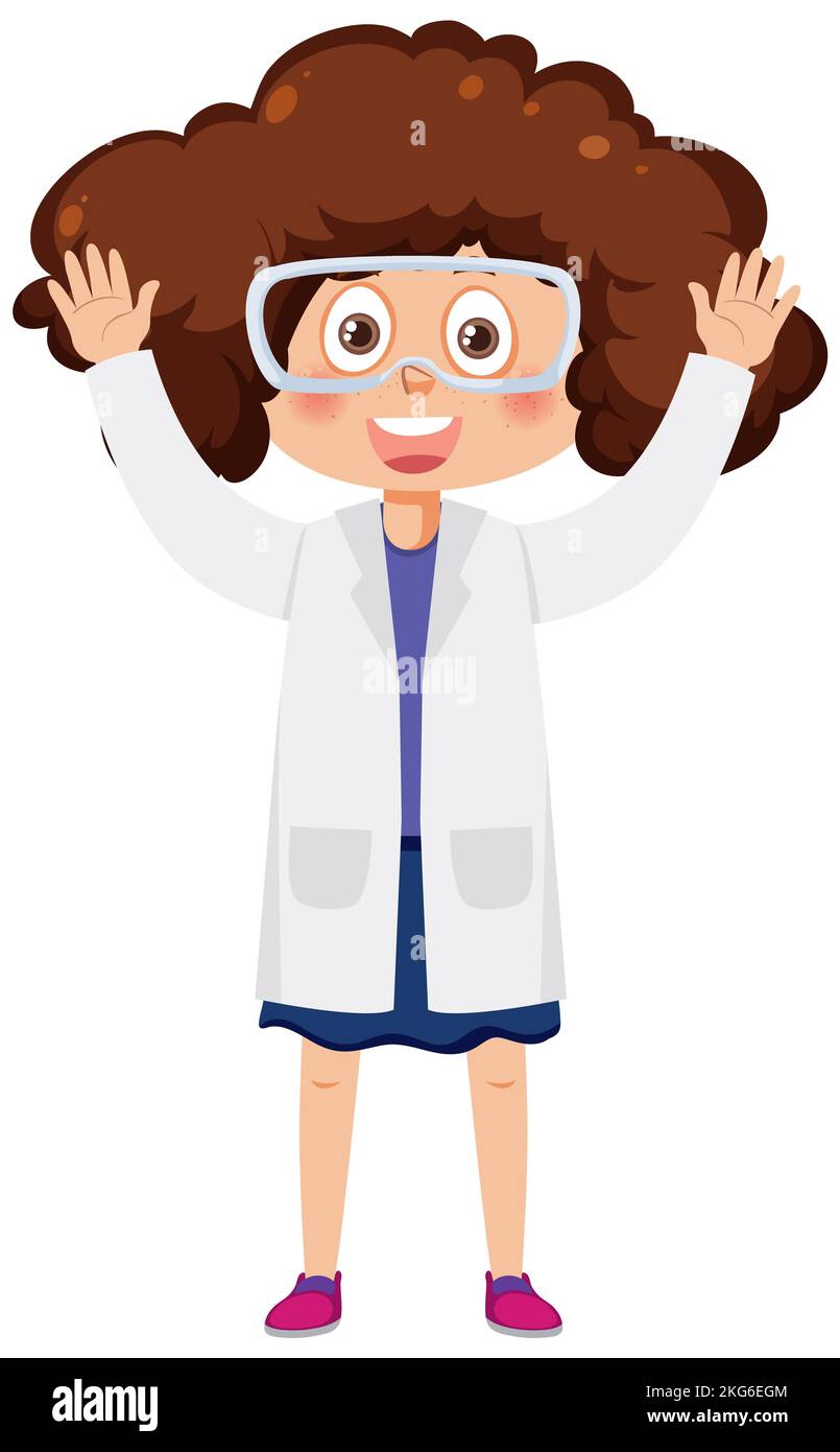 Cute scientist girl cartoon character illustration Stock Photo - Alamy