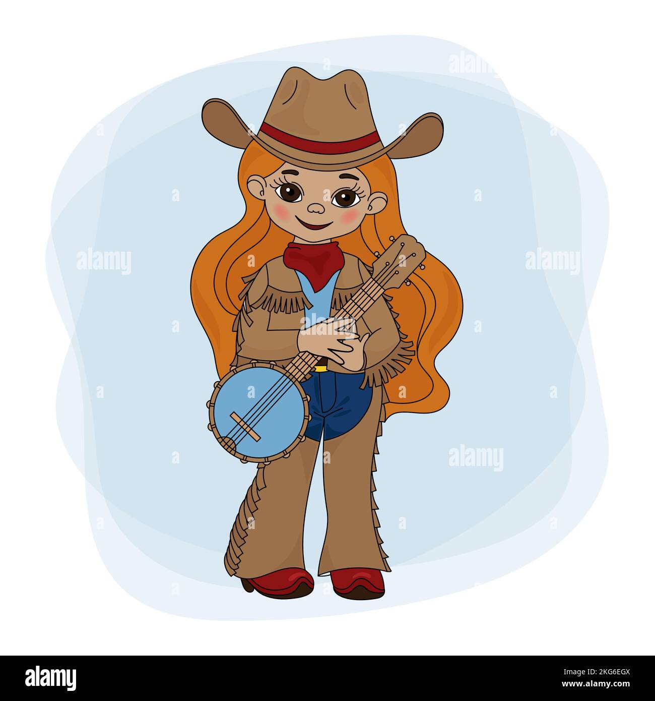 COWGIRL BANJO American Cowboy Western Music Festival Vector ...