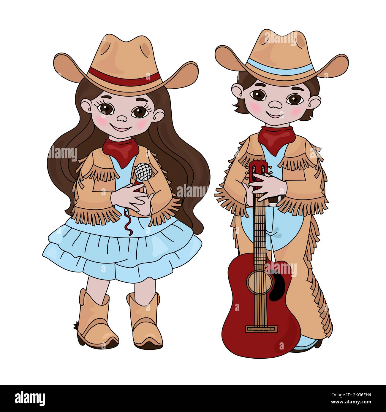COUNTRY MUSIC FRIENDS Cowboy Cartoon American Western Festival Vector ...