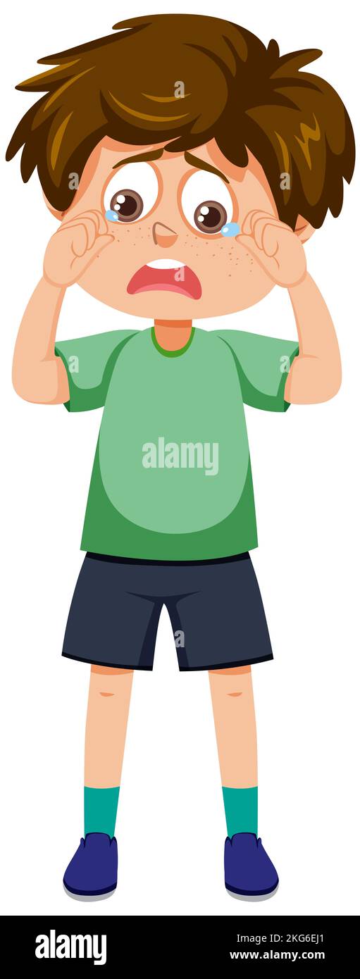 A boy with crying face expression illustration Stock Photo - Alamy