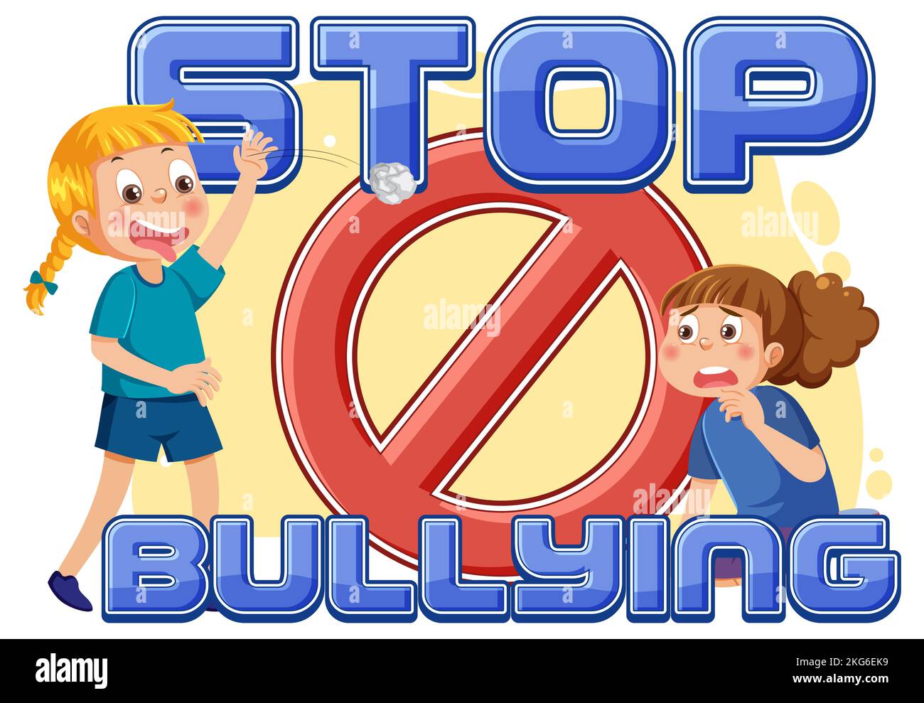 Stop Bullying text with cartoon character illustration Stock Photo - Alamy