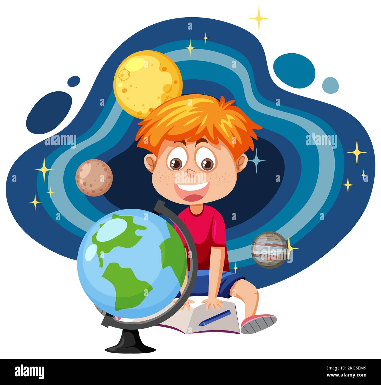 Astronomy kids in cartoon style illustration Stock Photo - Alamy
