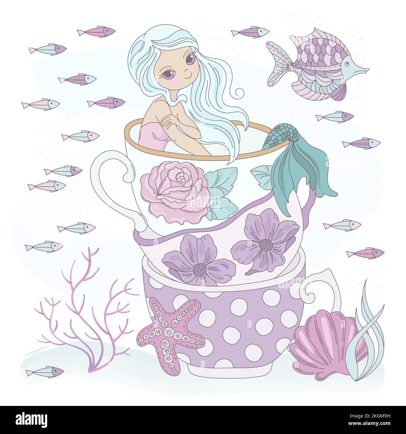 Cup Mermaid Ocean Princess Vacation Sea Underwater Cartoon Summer