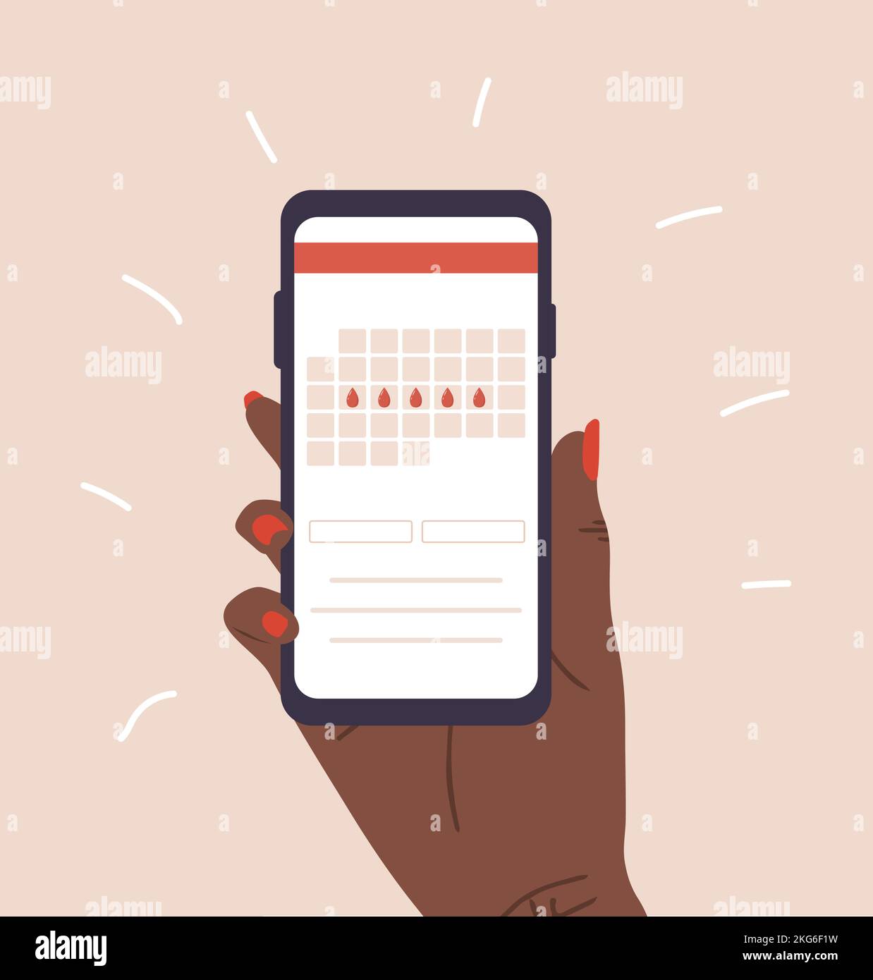 Woman period. African girl check menstruation calendar shedule on her ...