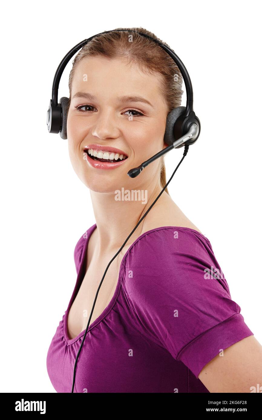 Beautiful smiling girl wearing headset hi-res stock photography and ...