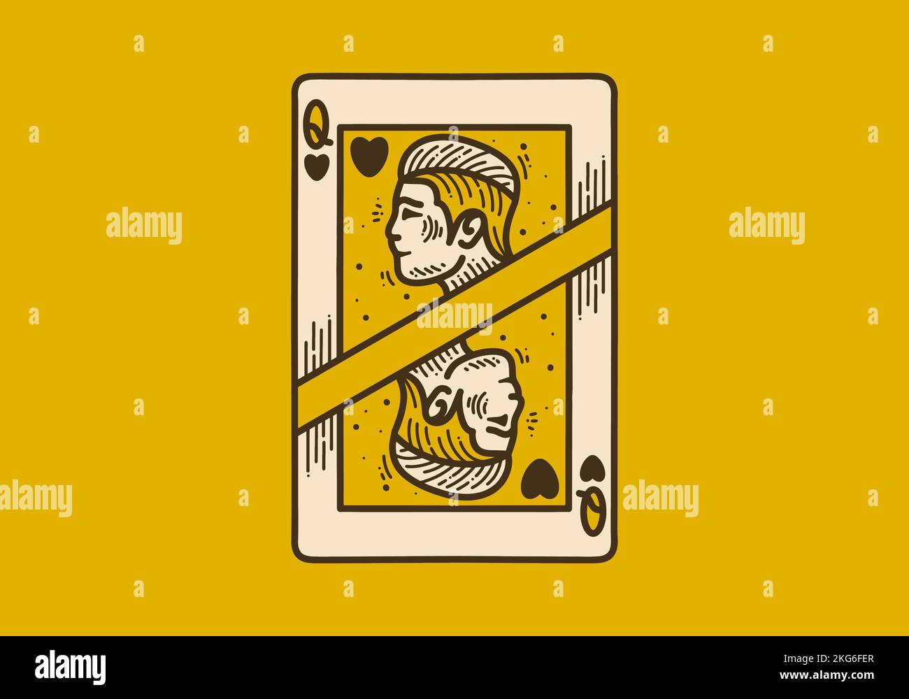 Vintage art illustration design of the man head on card shape Stock ...