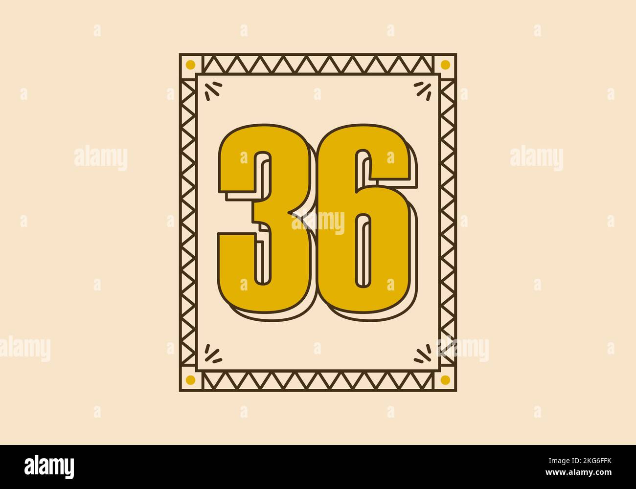 Retro rectangle frame with number 36 on it Stock Vector Image & Art - Alamy