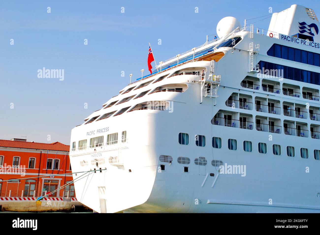 Large modern passenger cruise ship sailing into Venice, Italy Stock ...