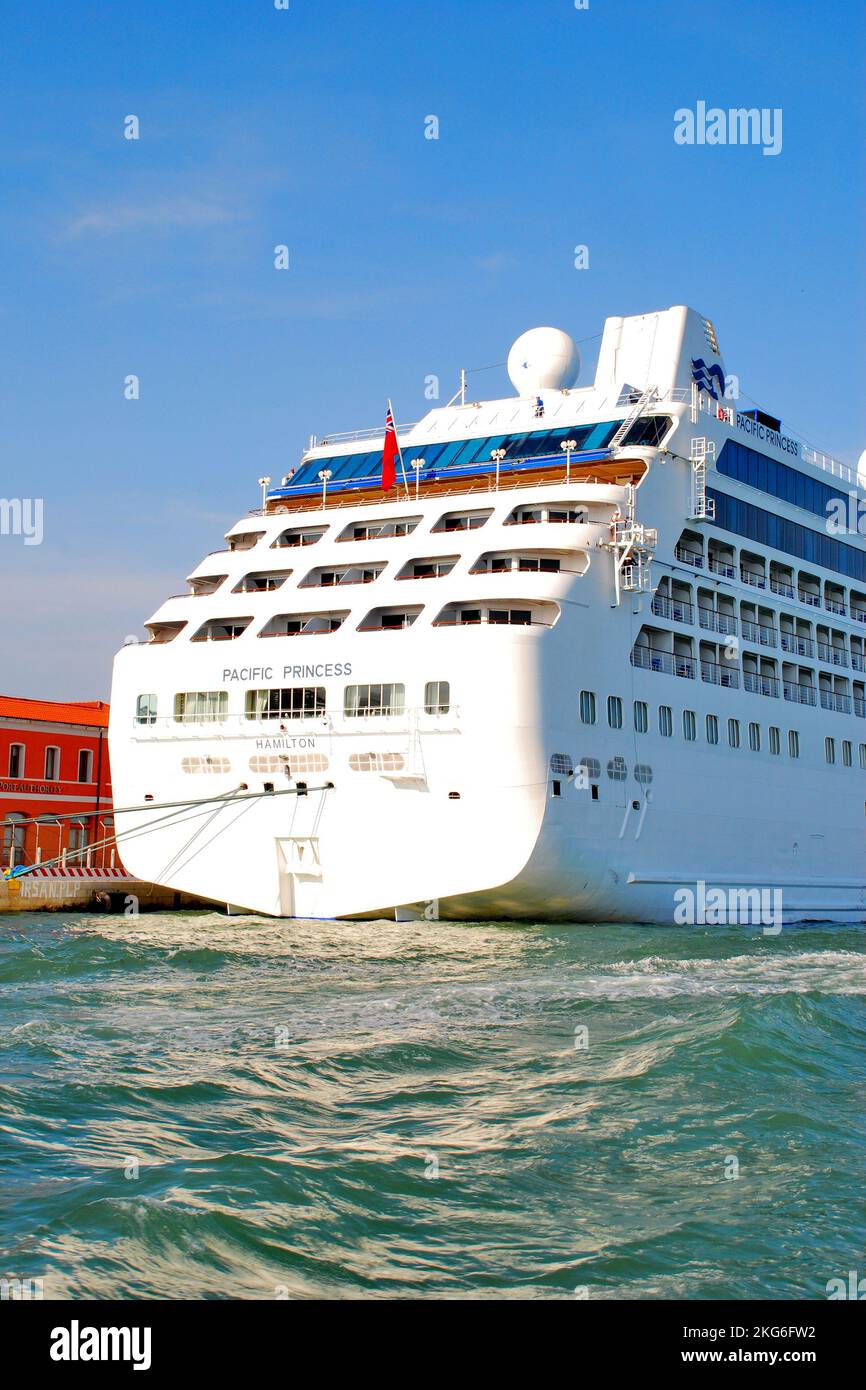 Large modern passenger cruise ship sailing into Venice, Italy Stock ...