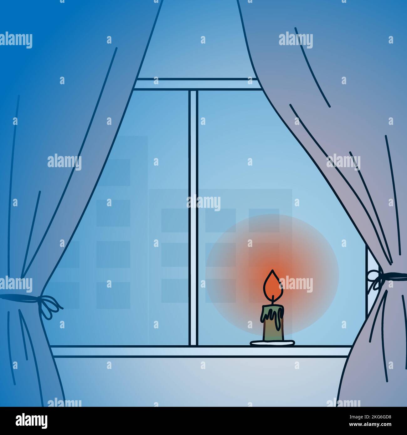 the candle is on the windowsill, blackout Ukraine Stock Vector Image ...