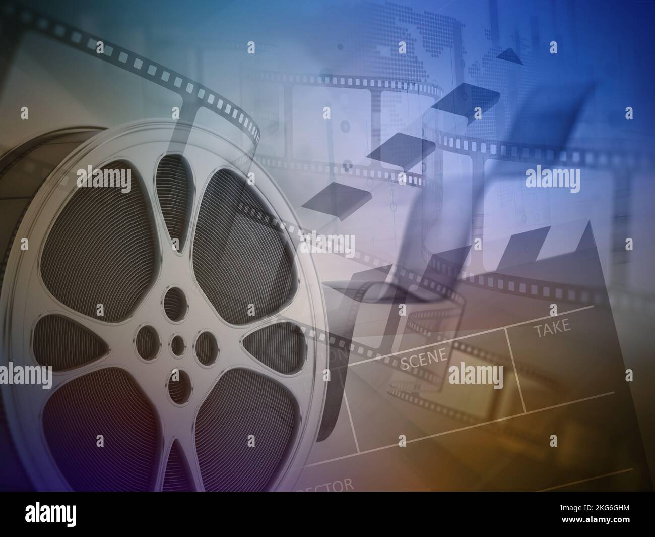 Vintage film reel background. 3D illustration Stock Photo - Alamy