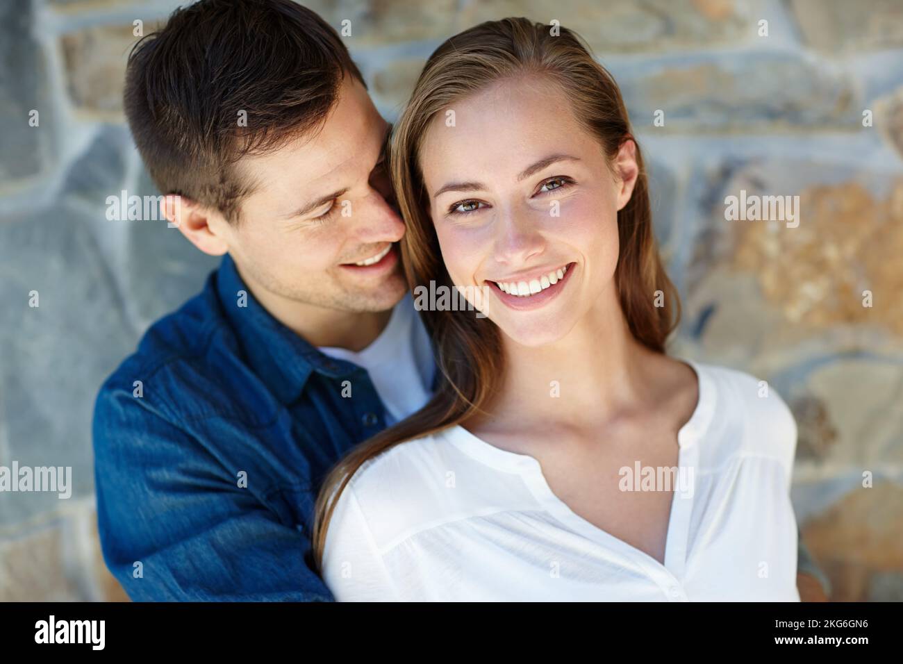 I never knew love like this before. A young affectionate couple holding ...