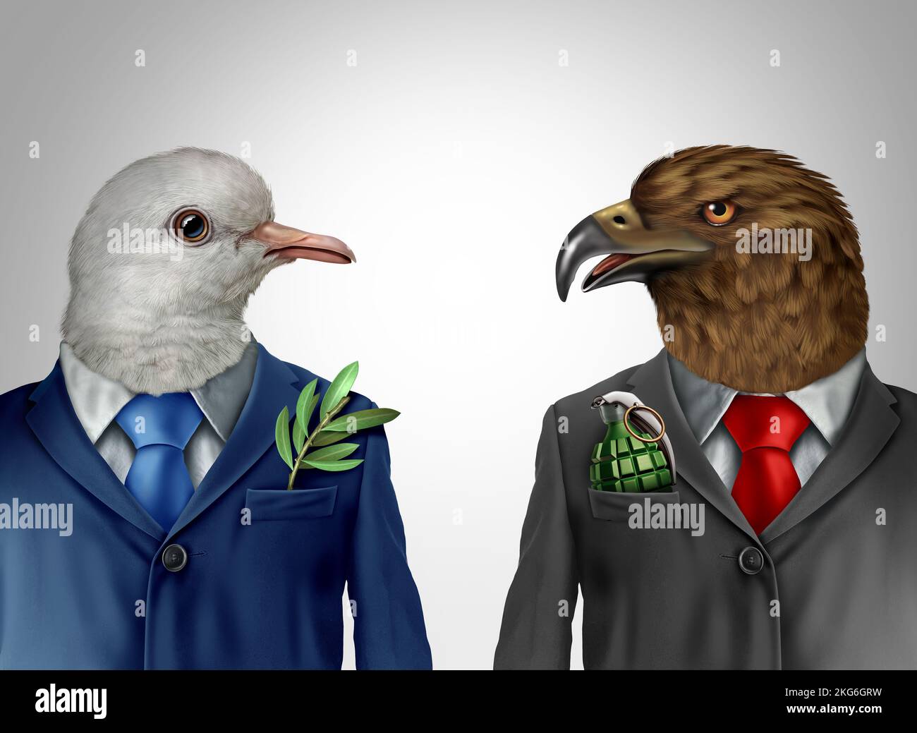 War Hawk and Peace Dove Diplomacy And Peace process symbol as a a ...