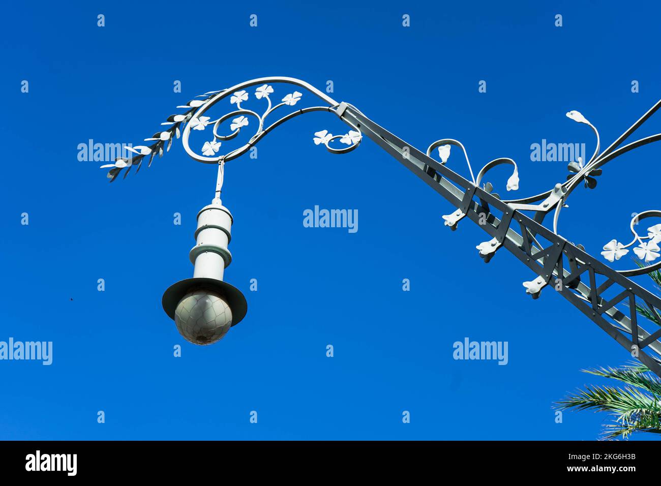 Beautiful modernist street light typical from Barcelona cityscape with ...