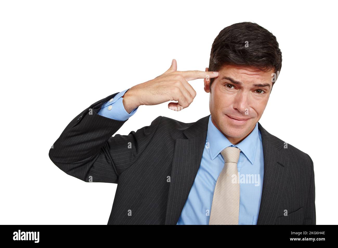 Facing some really hard decisons. Studio portrait of a businessman ...
