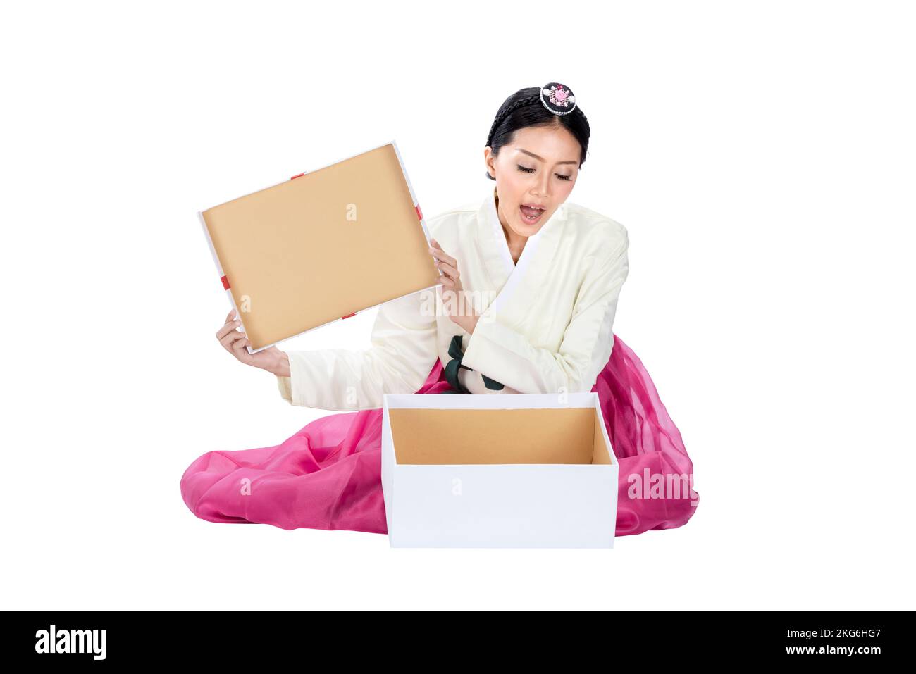 Asian woman wearing a traditional Korean national costume, Hanbok ...