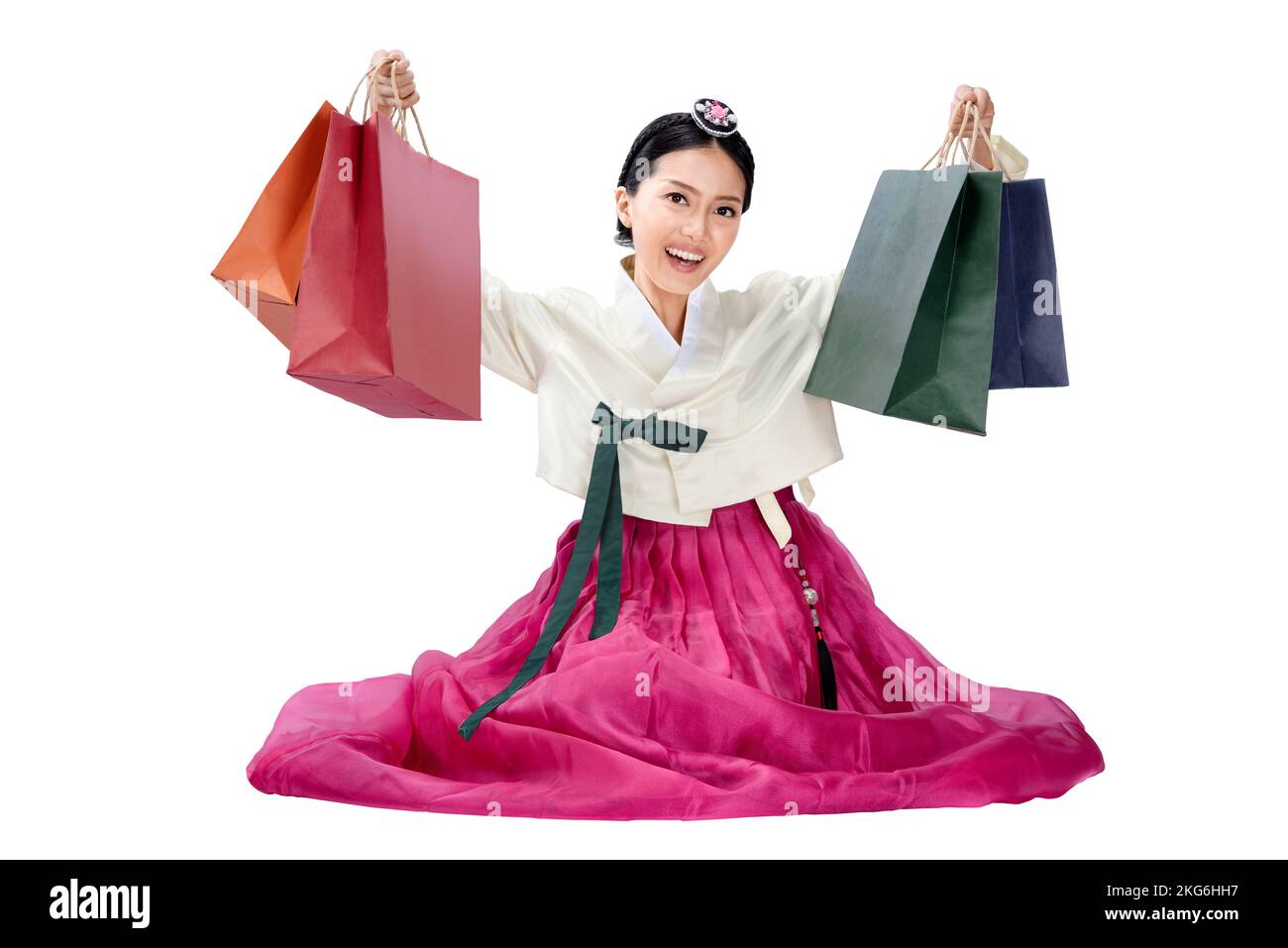 Asian woman wearing a traditional Korean national costume, Hanbok ...