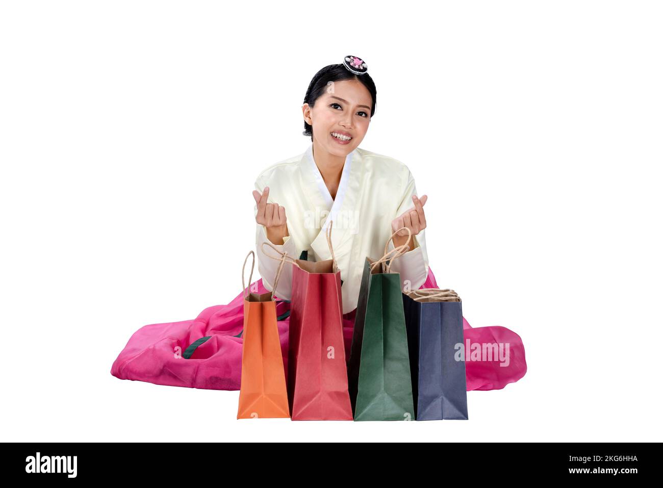 Asian woman wearing a traditional Korean national costume, Hanbok ...