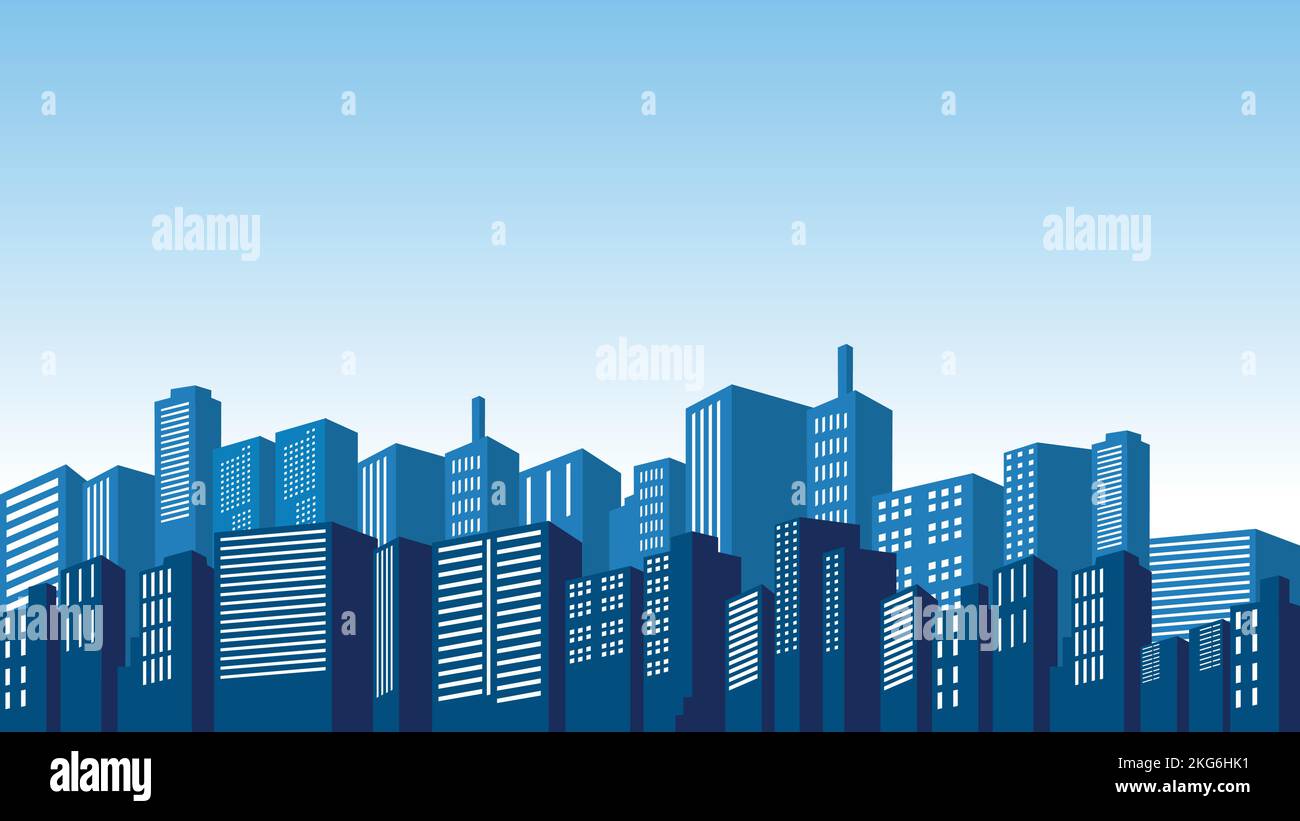 Illustration of urban background in the morning with many buildings ...