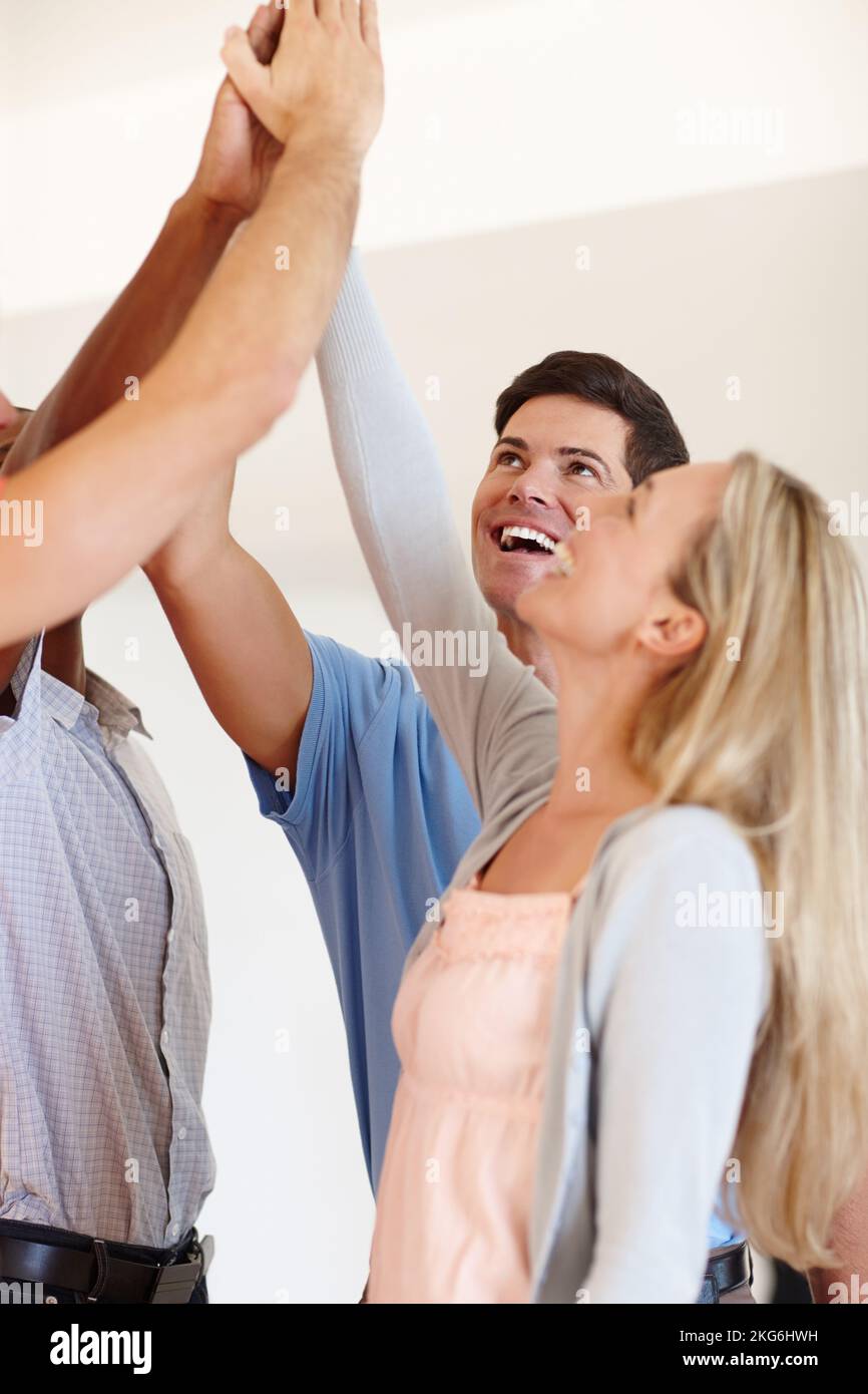 We did it. Portrait of a group of casually-dressed colleagues high ...