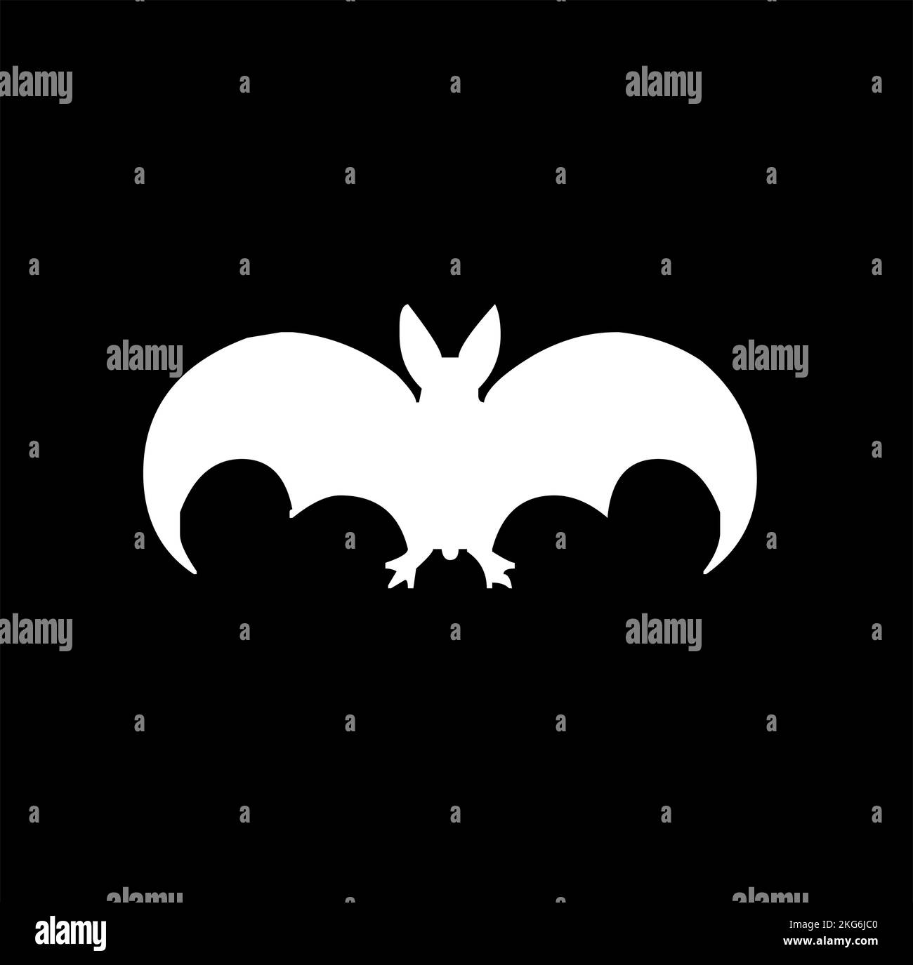 A vector illustration of a white bat with curved wings isolated on a ...
