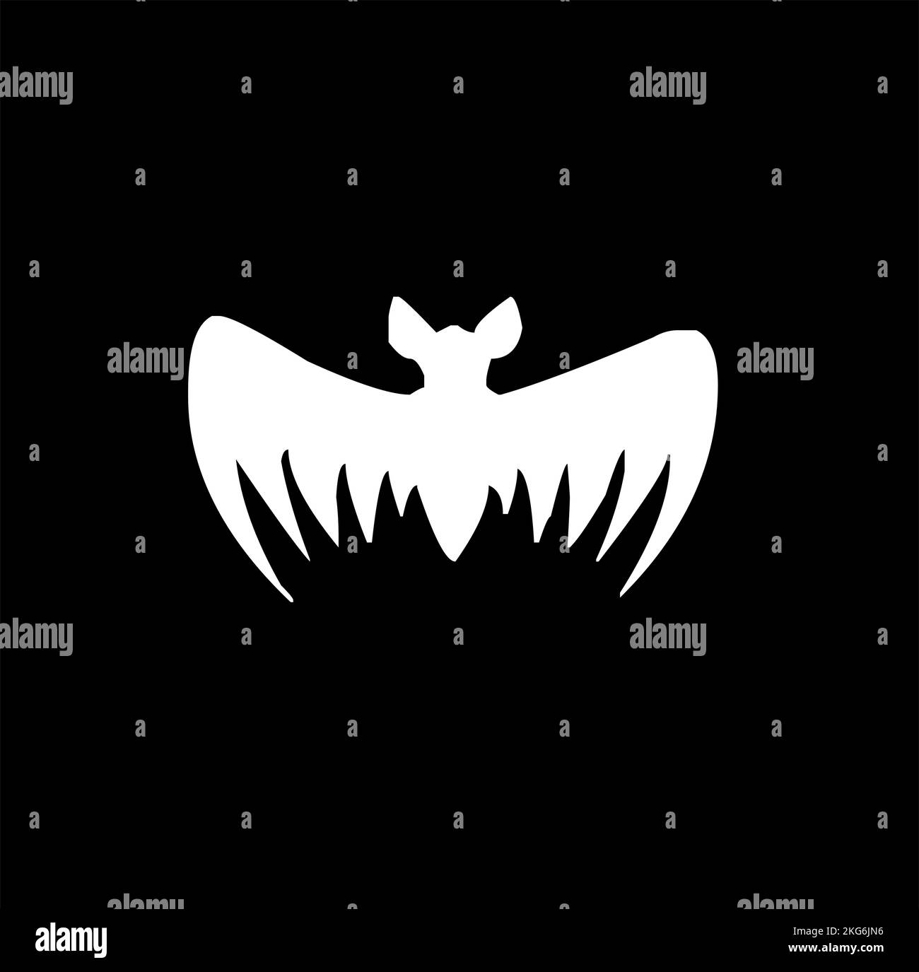 A vector illustration of a white bat with sharp wings isolated on a ...