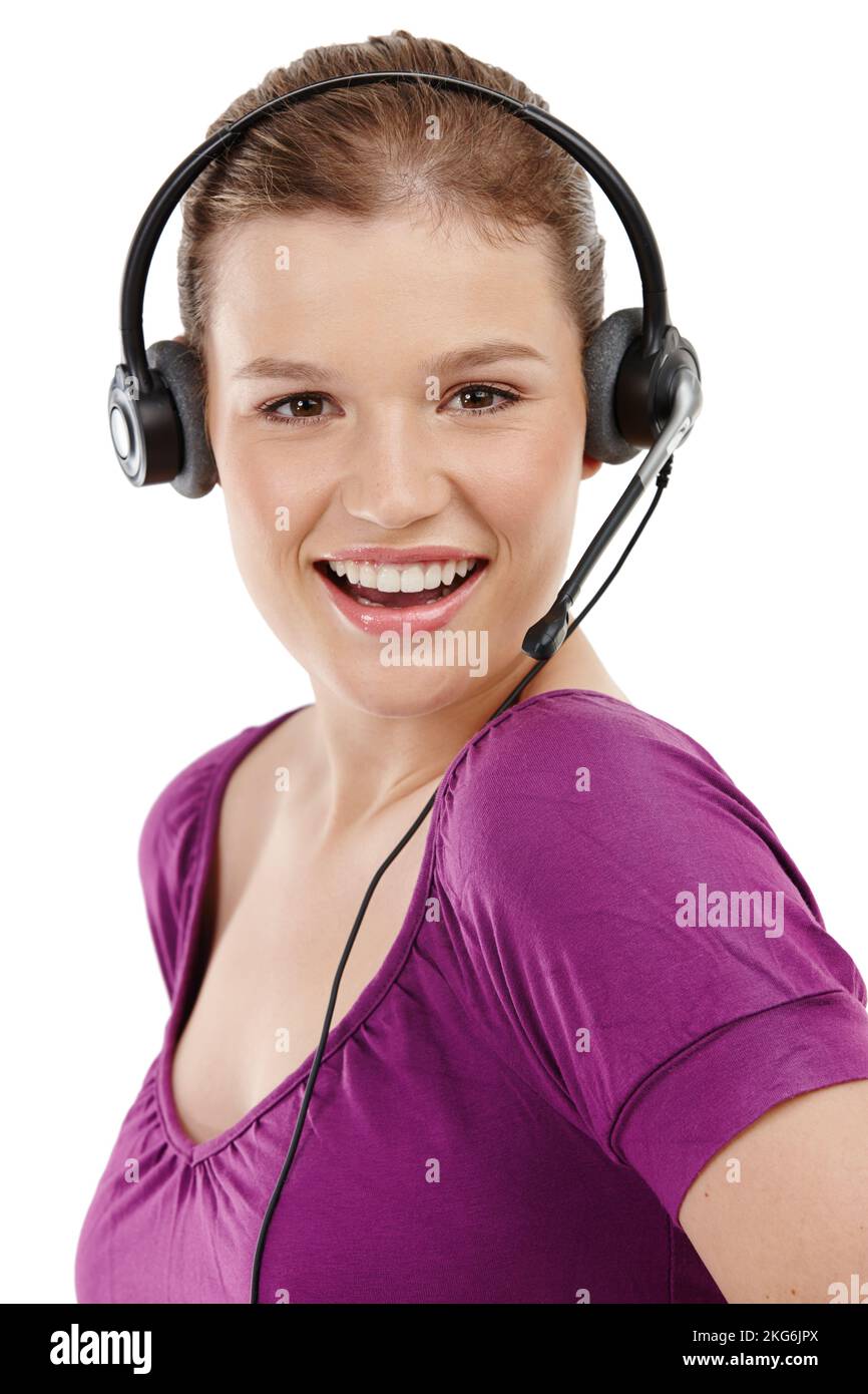 Beautiful smiling girl wearing headset hi-res stock photography and ...