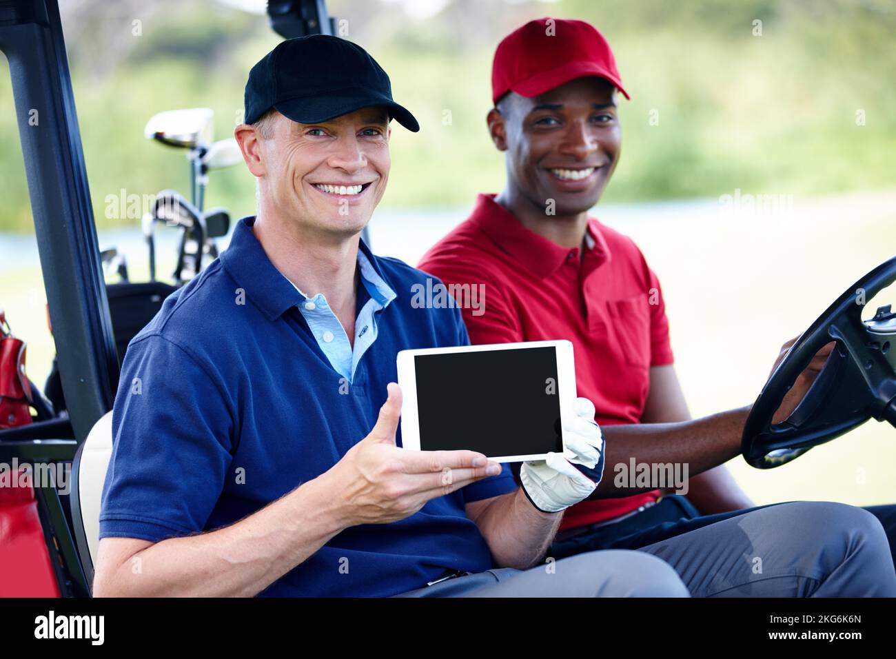 Male golfer driving golf cart hi-res stock photography and images - Alamy