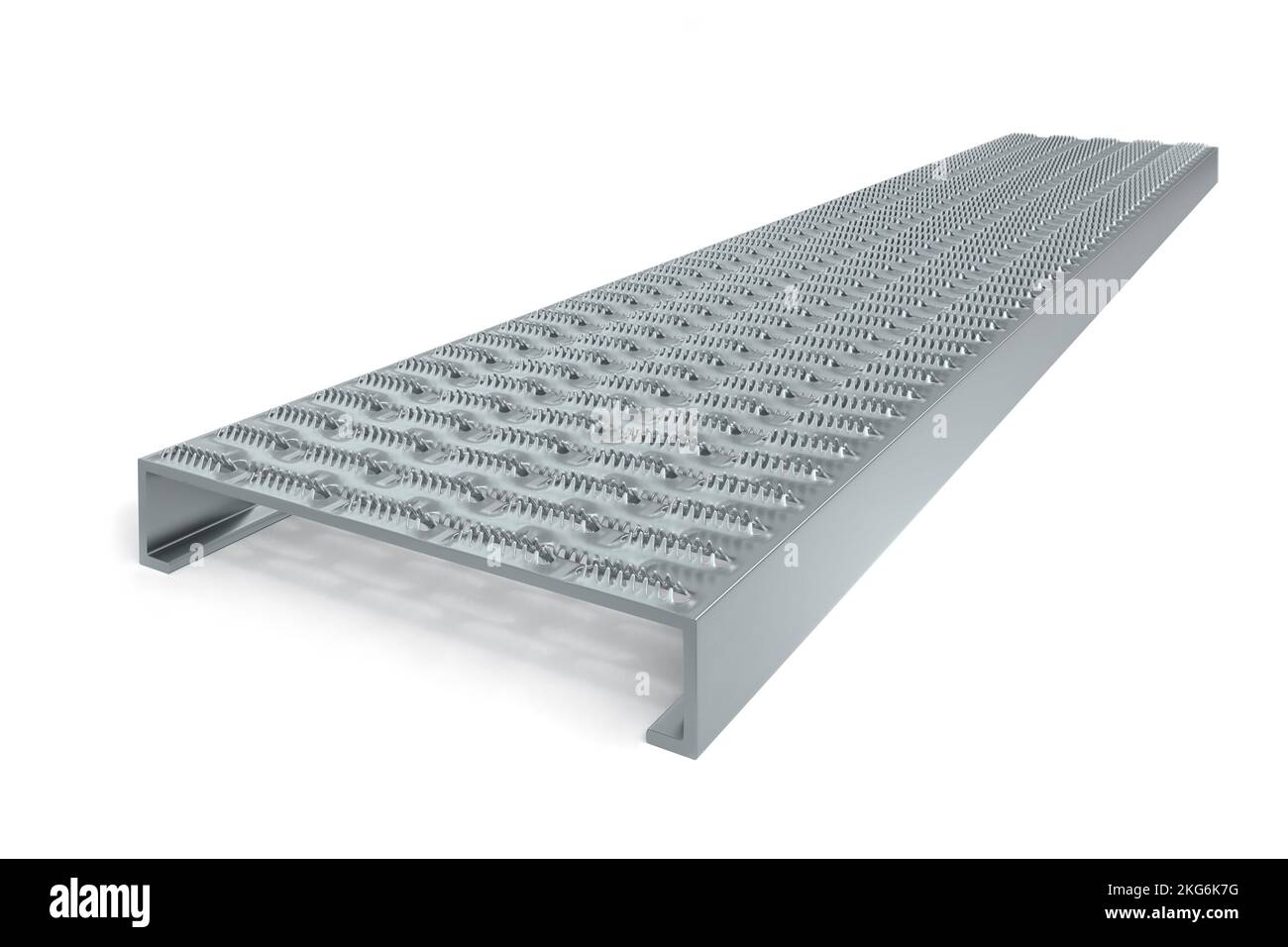 Steel safety grating bar isolated on white background - 3d rendering ...