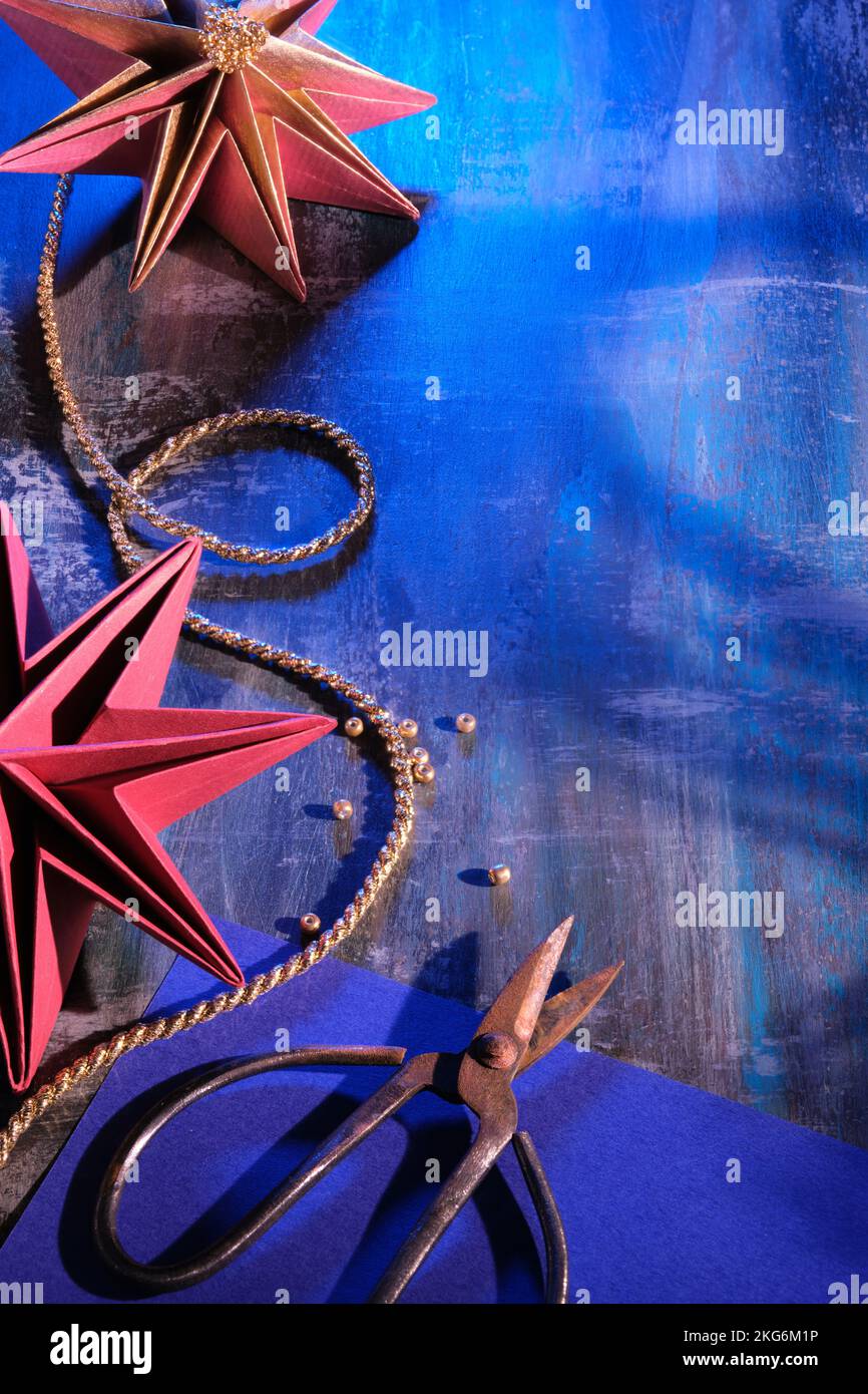 Handmade paper stars, self made Christmas decorations. Xmas ornaments ...