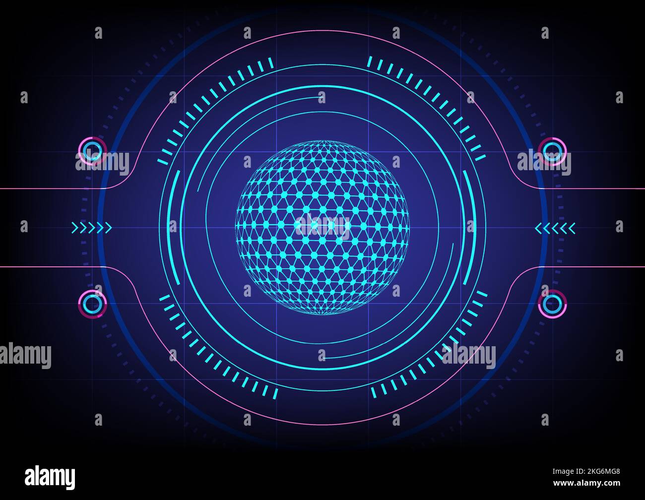Abstract sphere and network connection on technology background. Vector ...